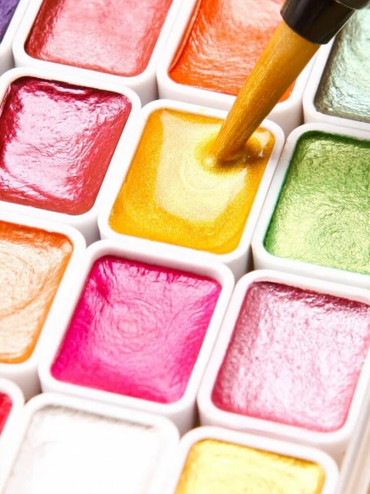 Блестящая акварель, акварельные краски блестящие 20 цвета 1 штуки, 20 мл