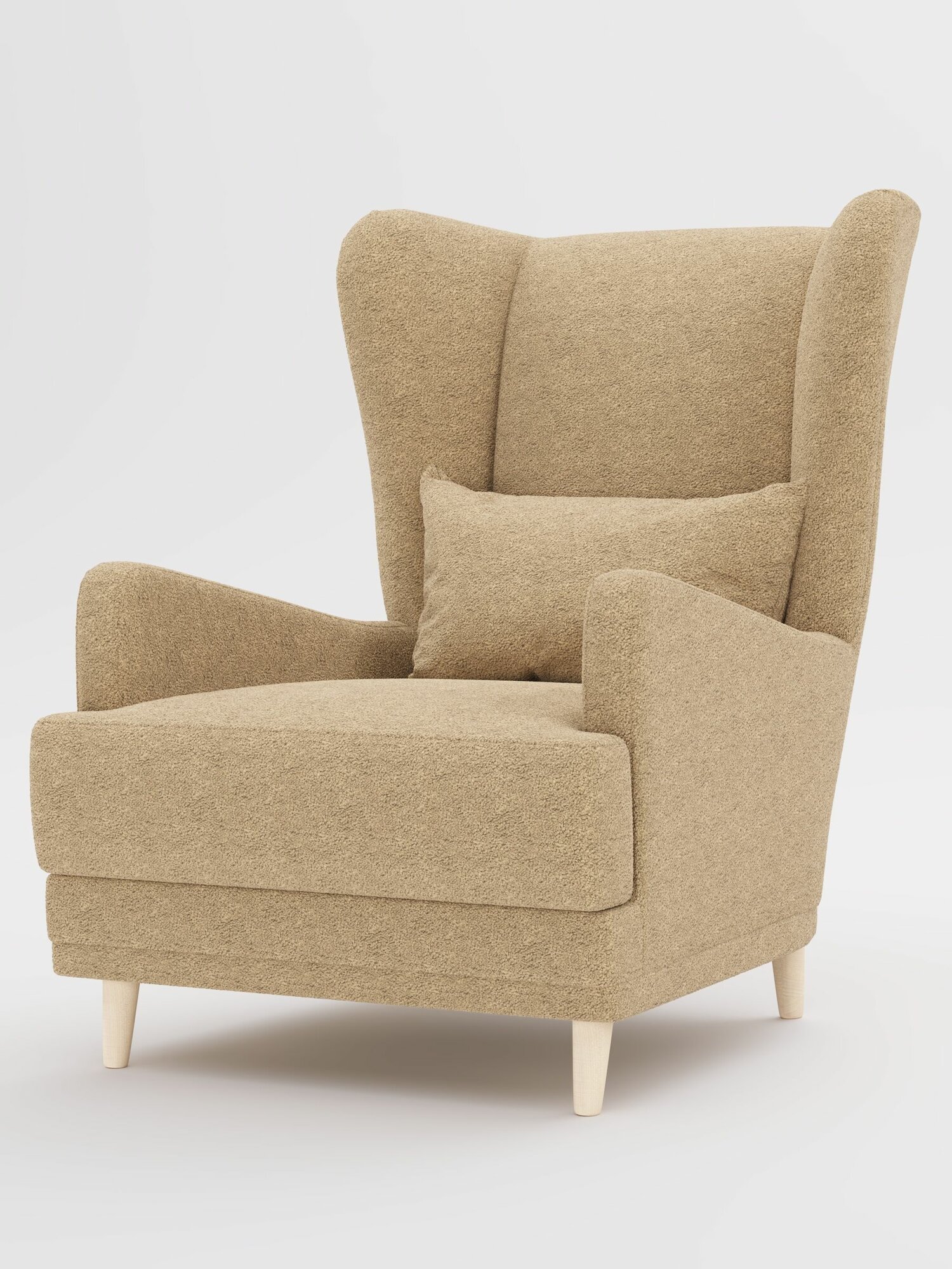 Кресло мягкое для дома, отдыха в гостиной Марсель от W&B, искусственный мех, цвет: темно-бежевый