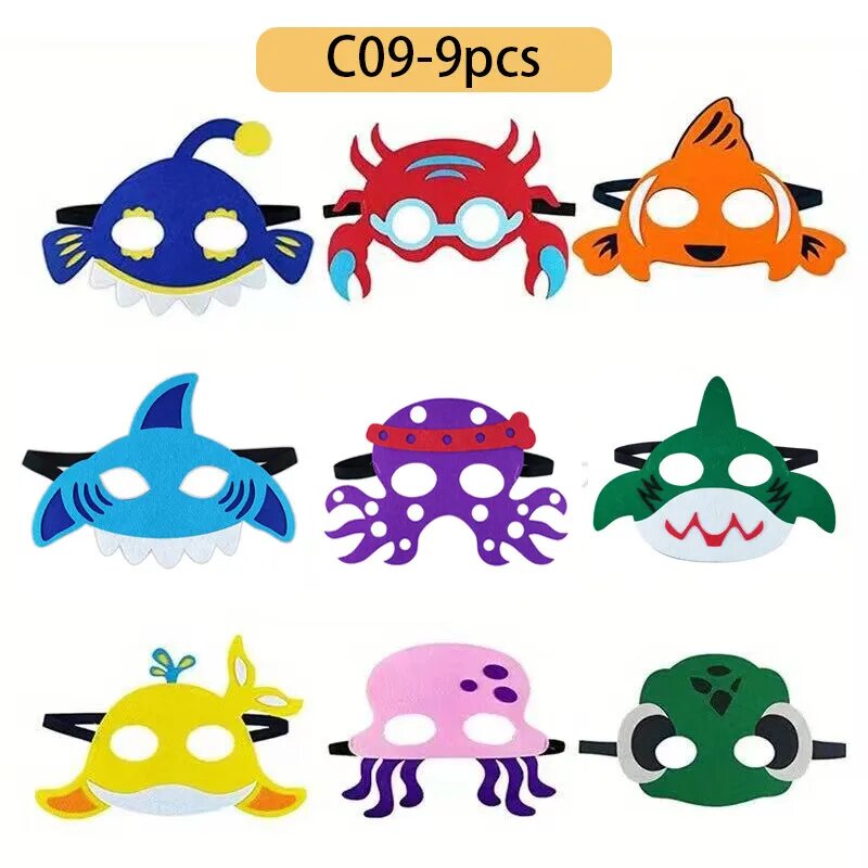 Детская мультяшная маска из фетра C03 9pcs