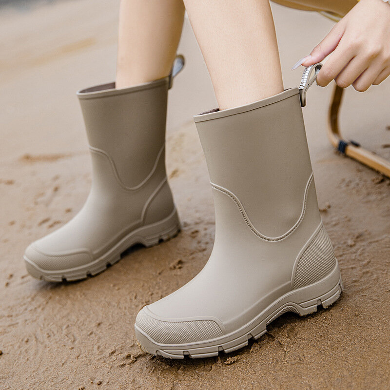 Модные резиновые сапоги в корейском стиле для пар, нескользящие, водонепроницаемые, подходят для рыбалки, мытья автомобилей и хождения по воде. Мужские резиновые сапоги до середины икры. Размер обуви. EU:42