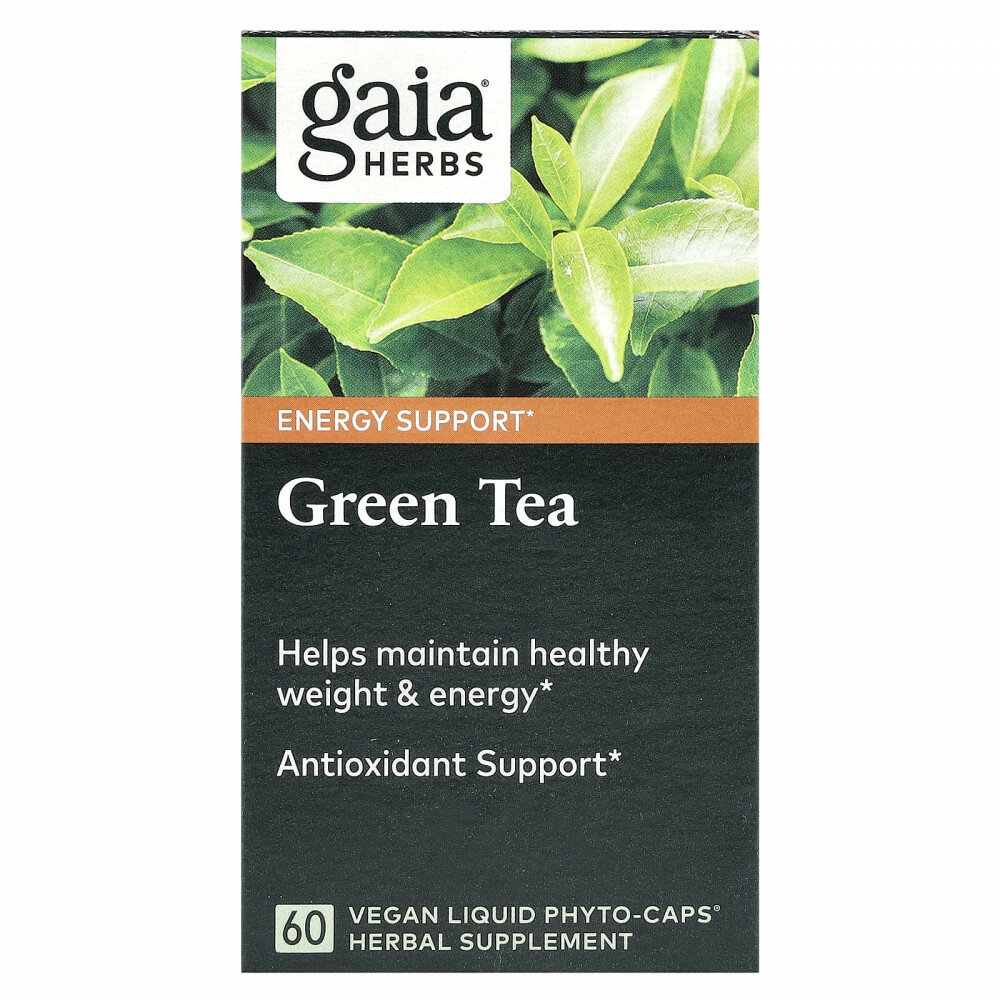 Gaia Herbs, зеленый чай, 60 капсул Liquid Phyto-Caps®