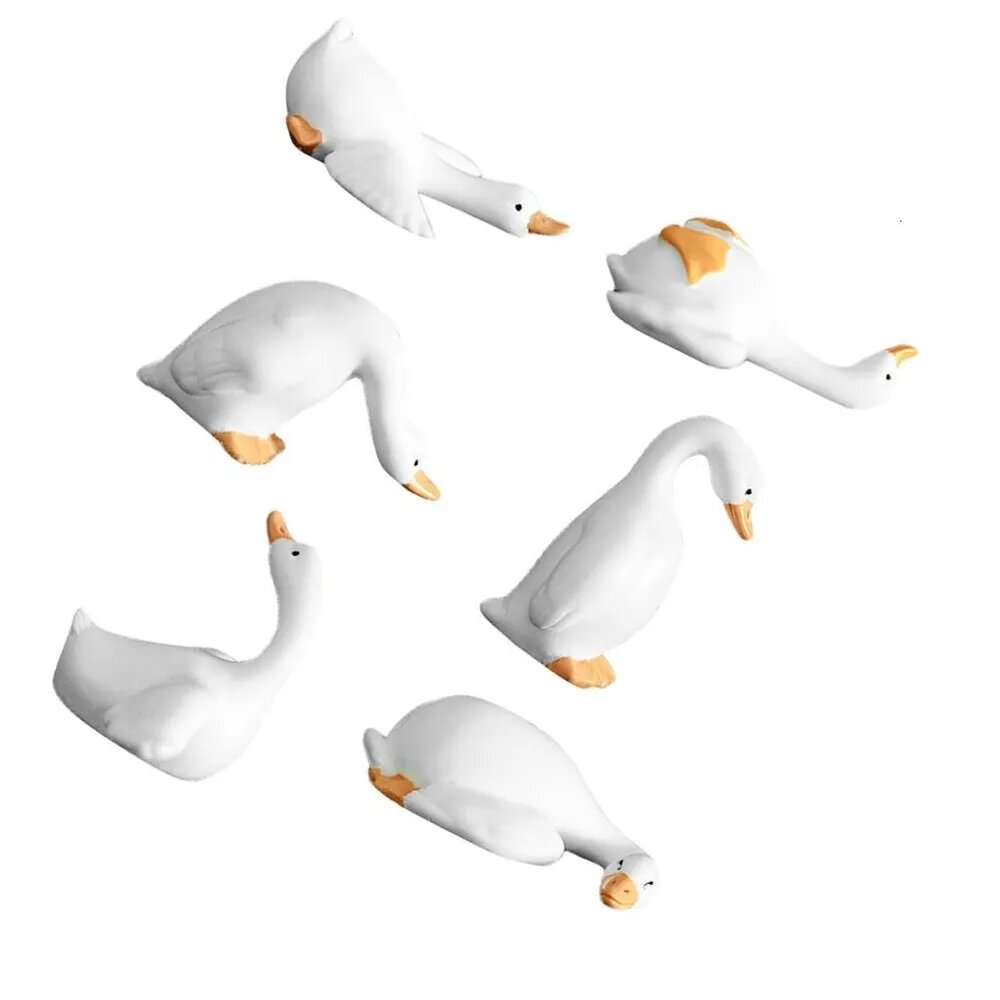 6 шт. Фигурки гусей из смолы для мини-садов