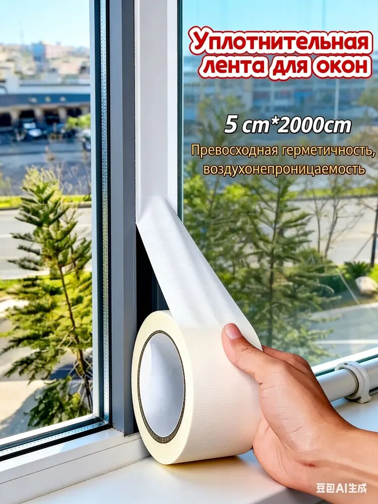 Зимняя уплотнительная лента для окон, 20 метров, белая, сильная адгезия, не оставляет следов