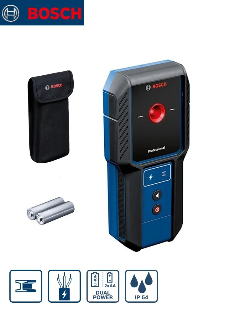 BOSCH GMS 100-23 Детектор скрытой проводки, обнаруживает металл и провода под напряжением за вашей стеной, IP 54
