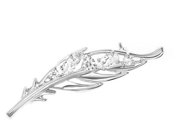 Брошь, серебро, 925 проба, фианит