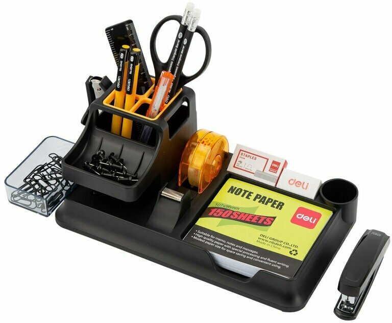 Набор настольный канцелярский Deli E38252A 17 предметов черный/ прозрачный, 1408464