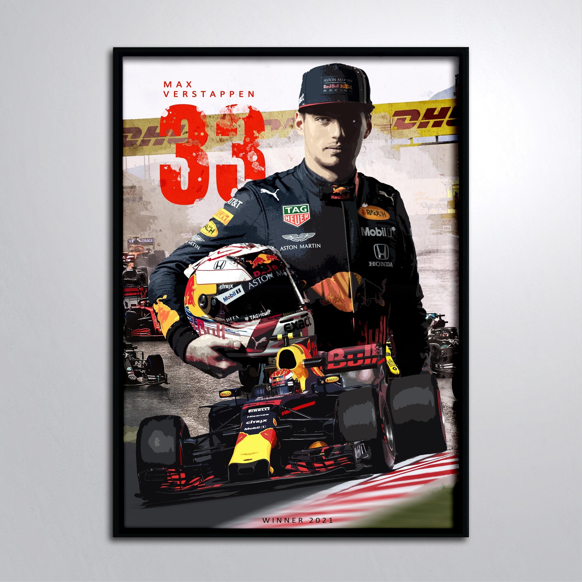 Постер без рамы/Формула 1 f1 formula one team Maks Verstappen 33 номер Аппликация