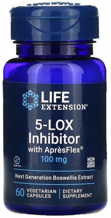 Life Extension, 5-Lox Inhibitor, Экстракт босвелии ApresFlex, 100 мг, 60 капсул