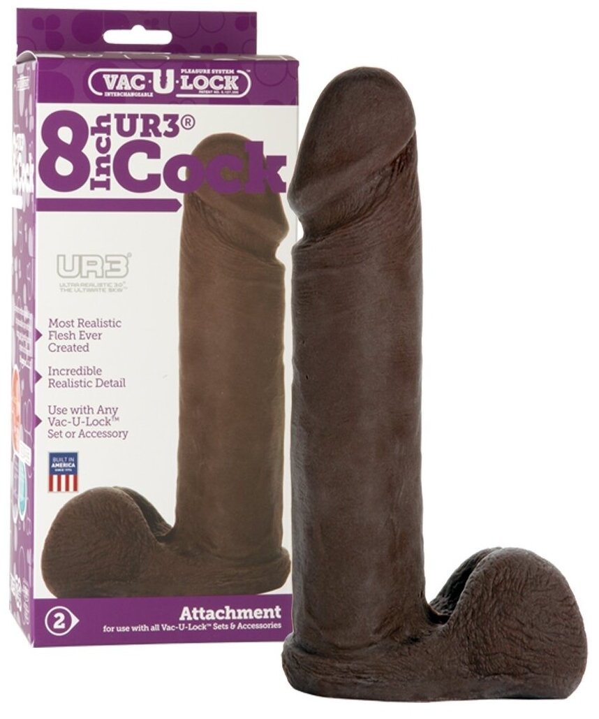 Насадка для трусиков системы Vac-U-Lock UltraSKYN Chocolate 8"(20, Ø 5 см)