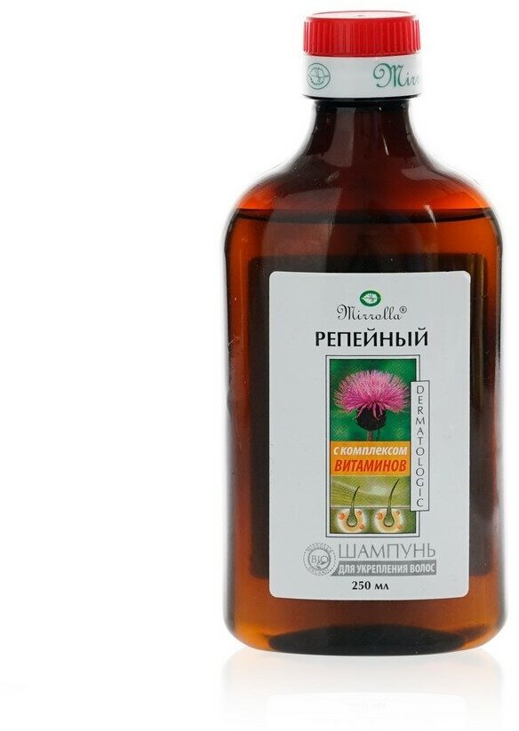 Шампунь Mirrolla " репейный " с комплексом витаминов , для укрепления волос 250мл