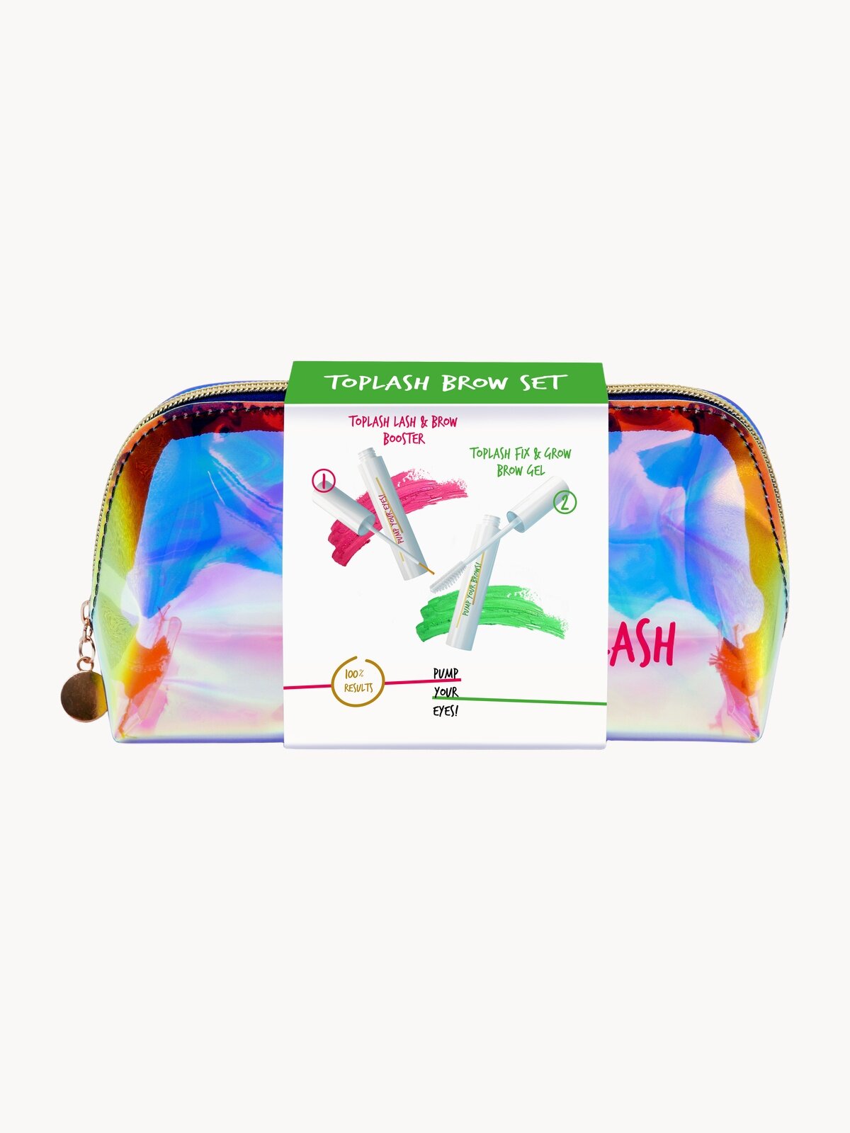 Сыворотка для роста ресниц, гель для бровей и косметичка Toplash.