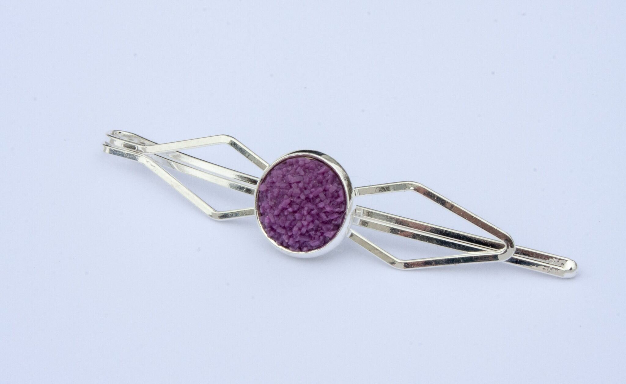 Заколка невидимка для волос "Осколки", вставка 12 мм (фиолетовый)