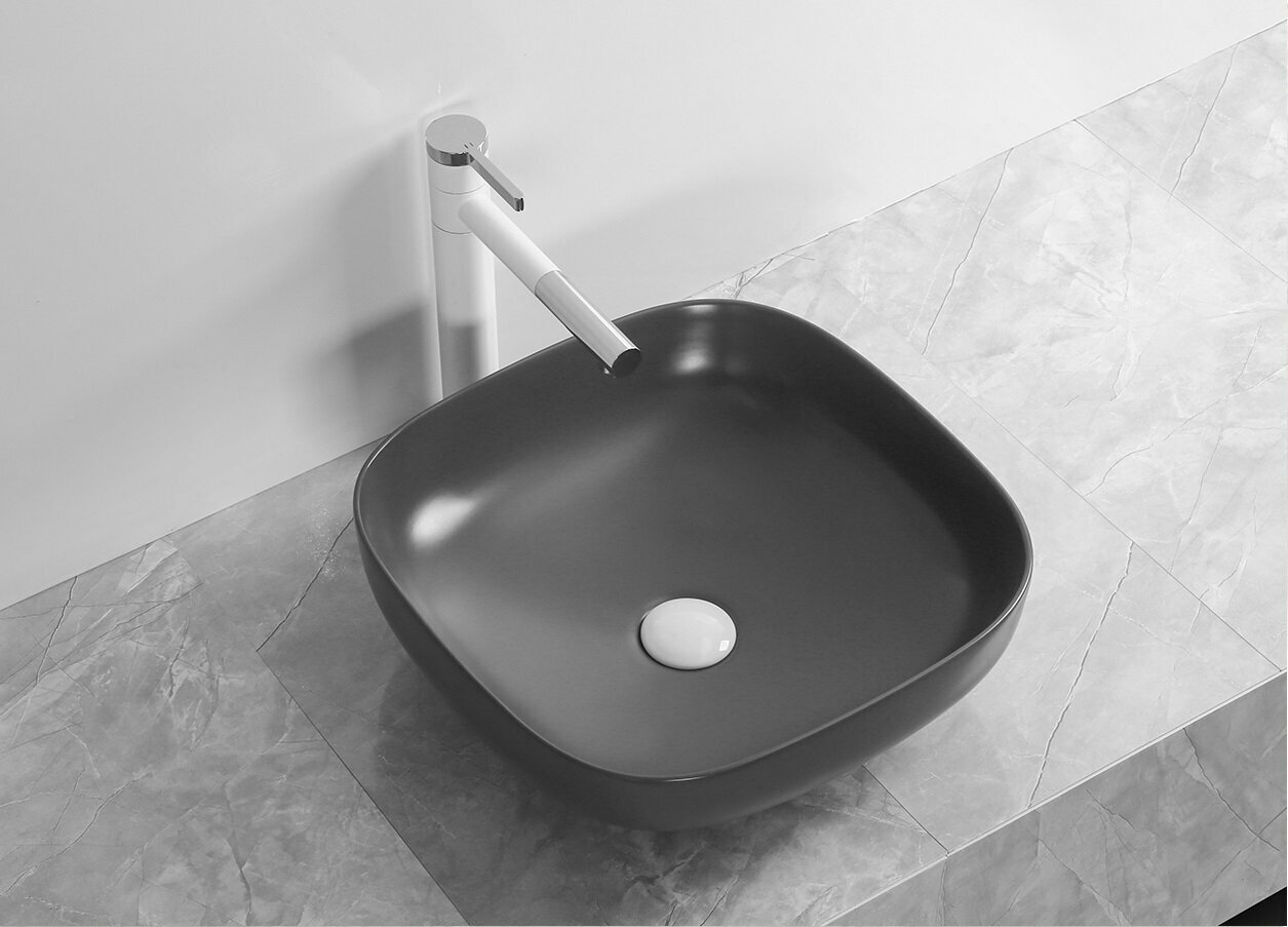 Раковина Ceruttispa CR2677 накладная, черный матовый, квадратная 420х420х140 матовый черный