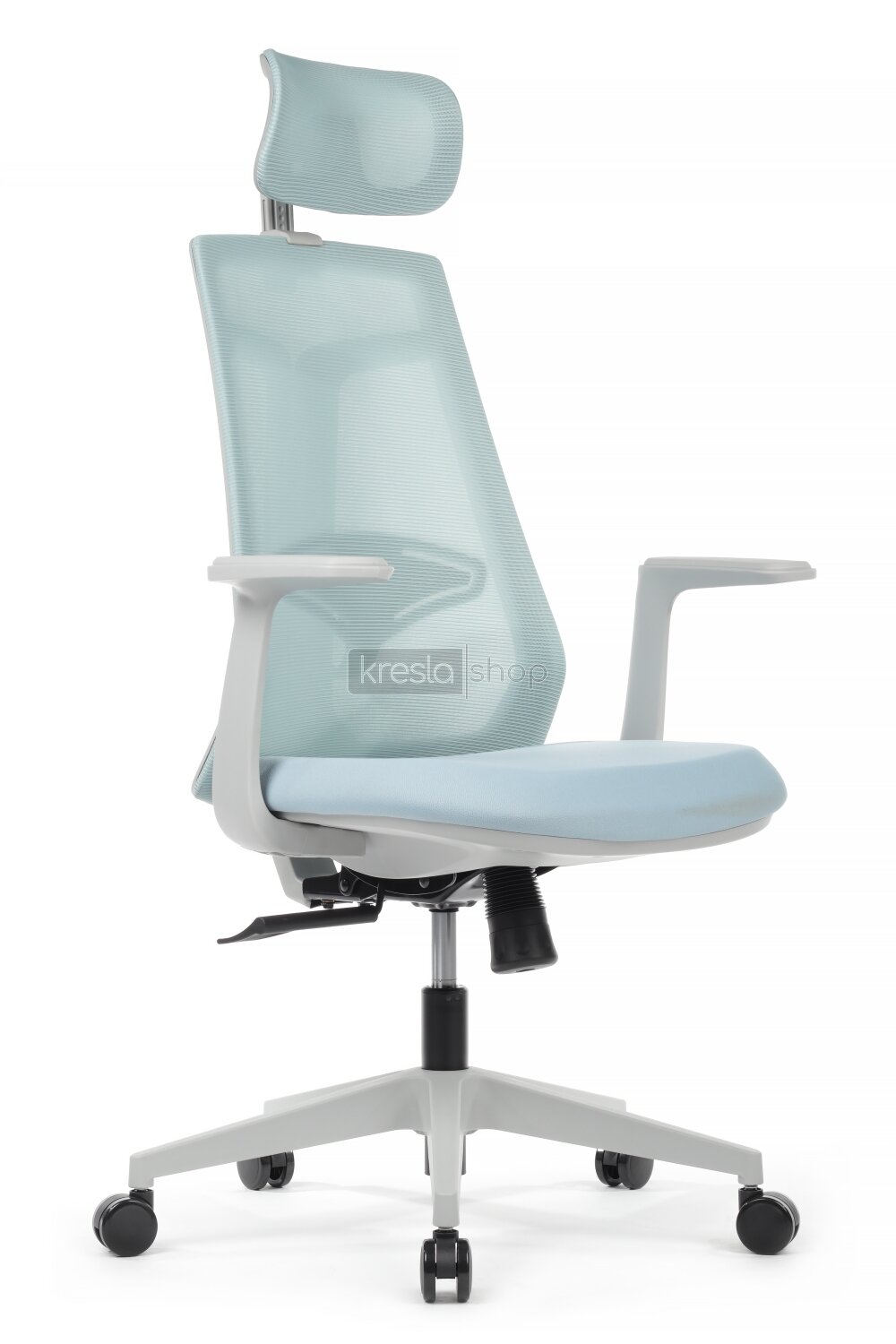 Кресло для руководителя Riva Design Гем / Gem 6230A-HS голубая сетка, голубая ткань