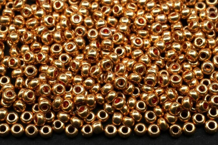 Бисер чешский PRECIOSA круглый 10/0 18305 золотой металлик, 5 грамм