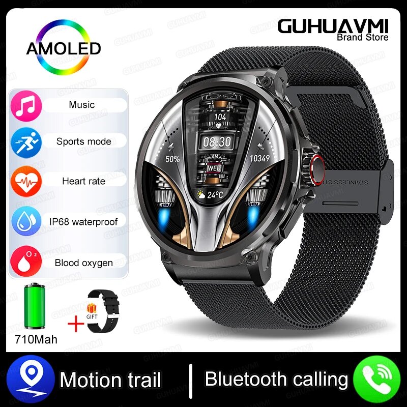 2025 New 1.85-inch Ultra HD AMOLED Smart Watch Men GPS Bluetooth Call 710 Mah Battery Sport Fitness IP68 Waterproof smartwatch
