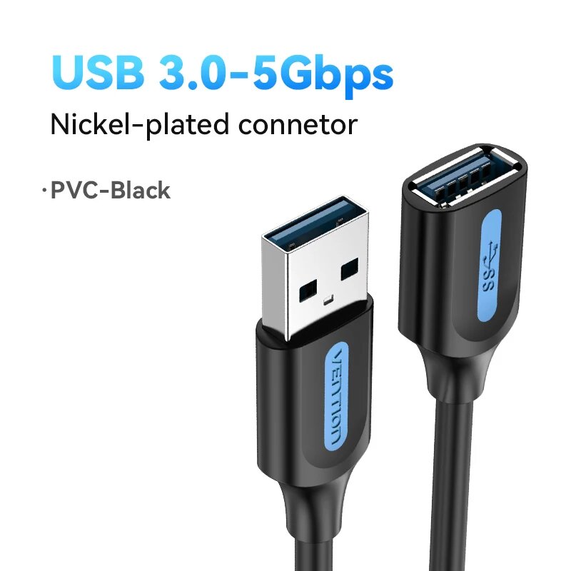 Vention USB 3.0 кабель удлинитель 2m, 5Gbps-Nickel Plated