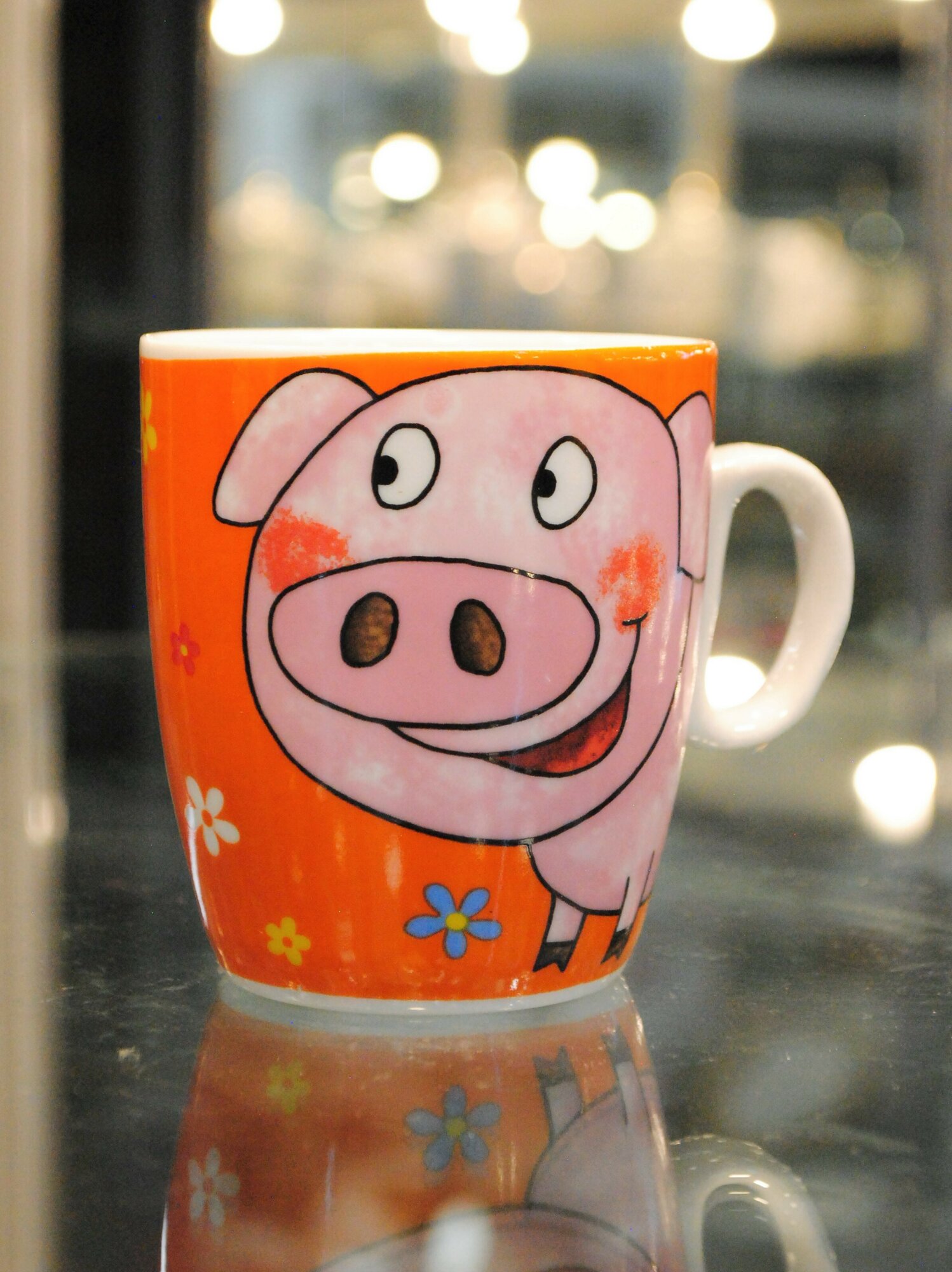 Чашка детская / кружка для детей фарфоровая федерация, 200 мл, свинка, оранжевая.