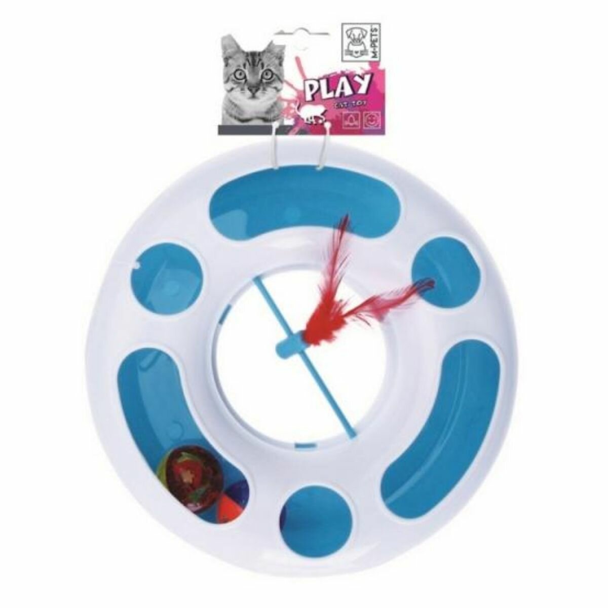 M-PETS Игрушка для кошек база с мячиком, цвета в ассортименте
