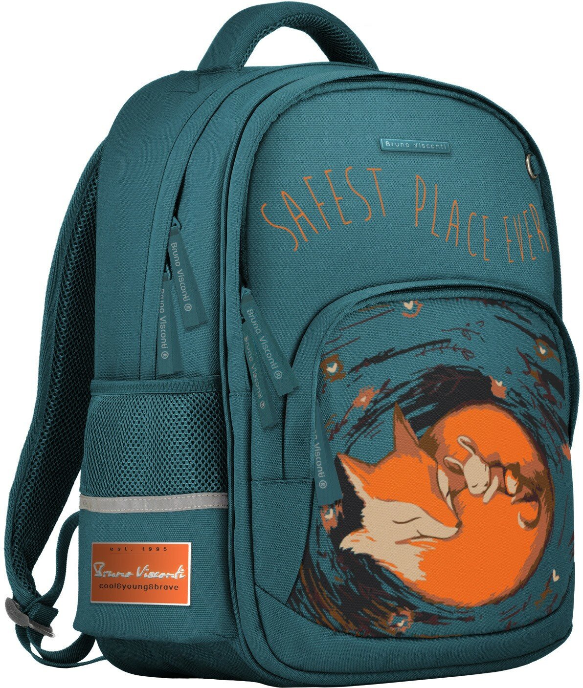 Рюкзак с эргономичной спинкой Волшебные лисы. Безмятежность, бирюзовый