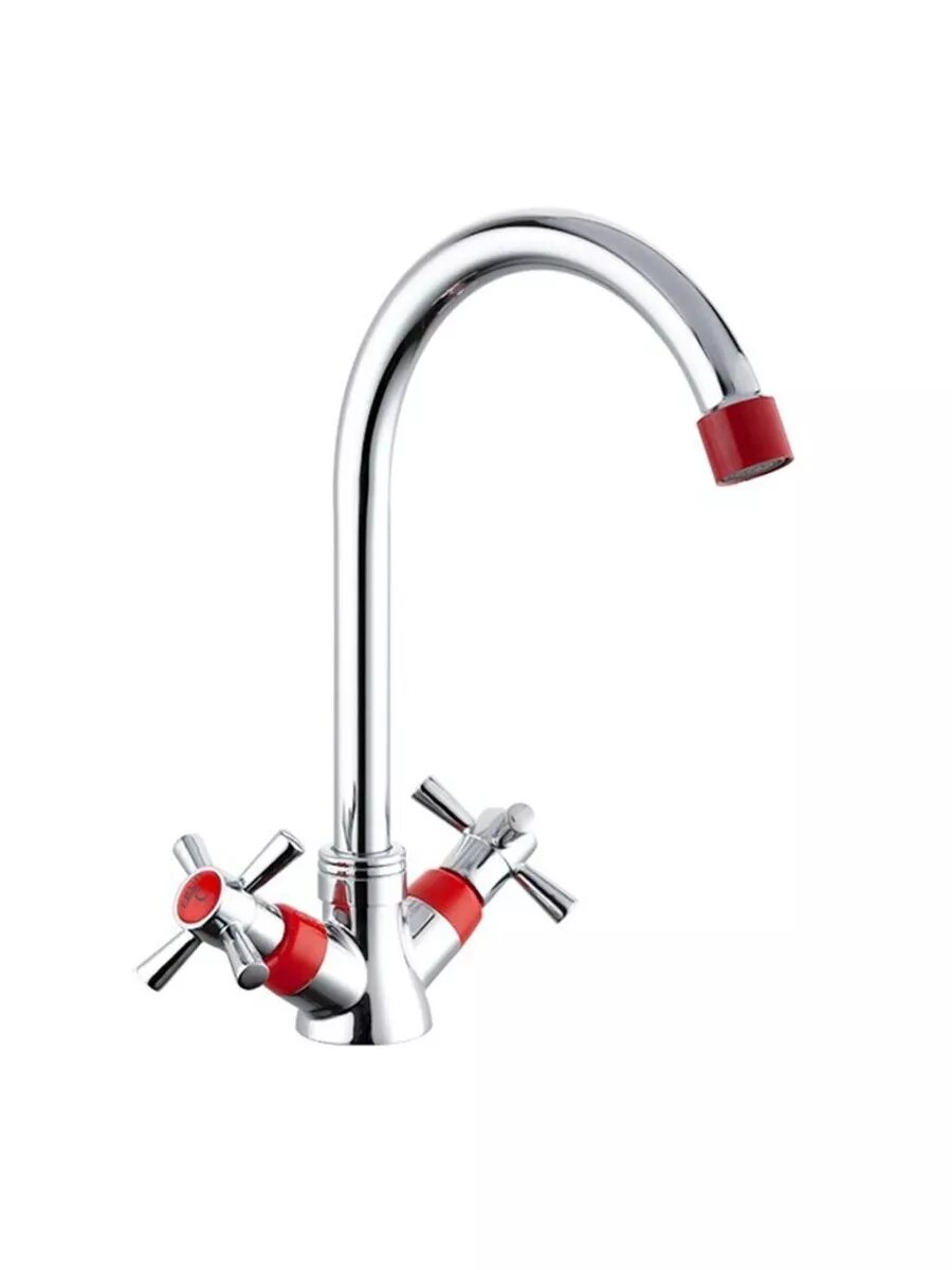 Смеситель Frud R49118-10, для кухни, поворотный, вентильный, красный