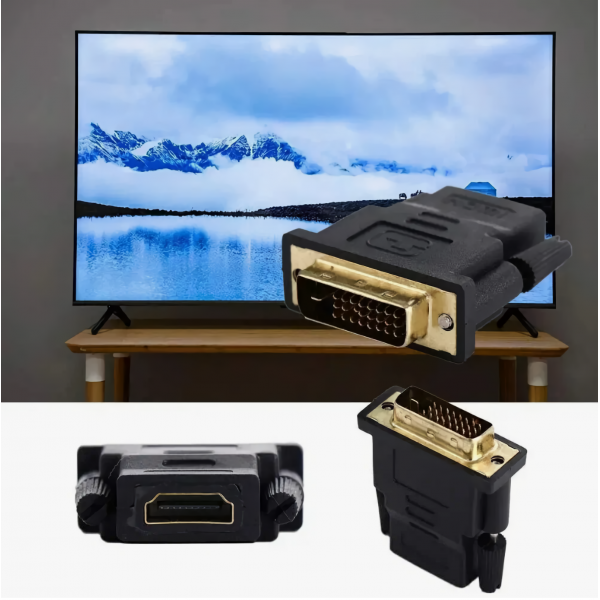 - Адаптер переходник DVI на HDMI позолоченный