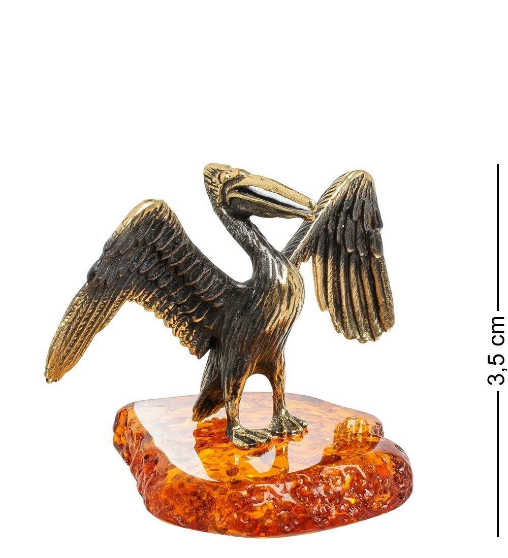 Фигурка Пеликан (латунь, янтарь) A2101788 Народные промыслы, бронзовый