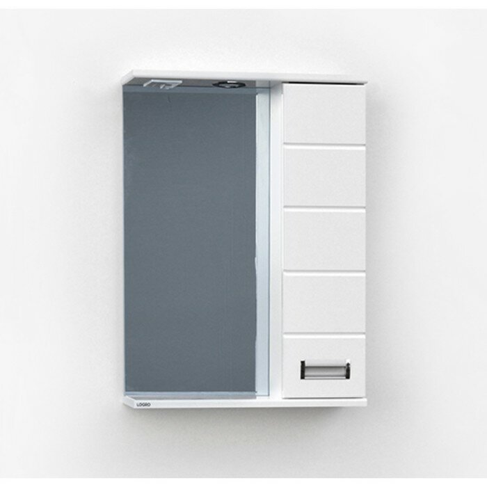 Зеркало – шкаф «Ника», правый, с подсветкой, 600×150×700 мм, цвет белый