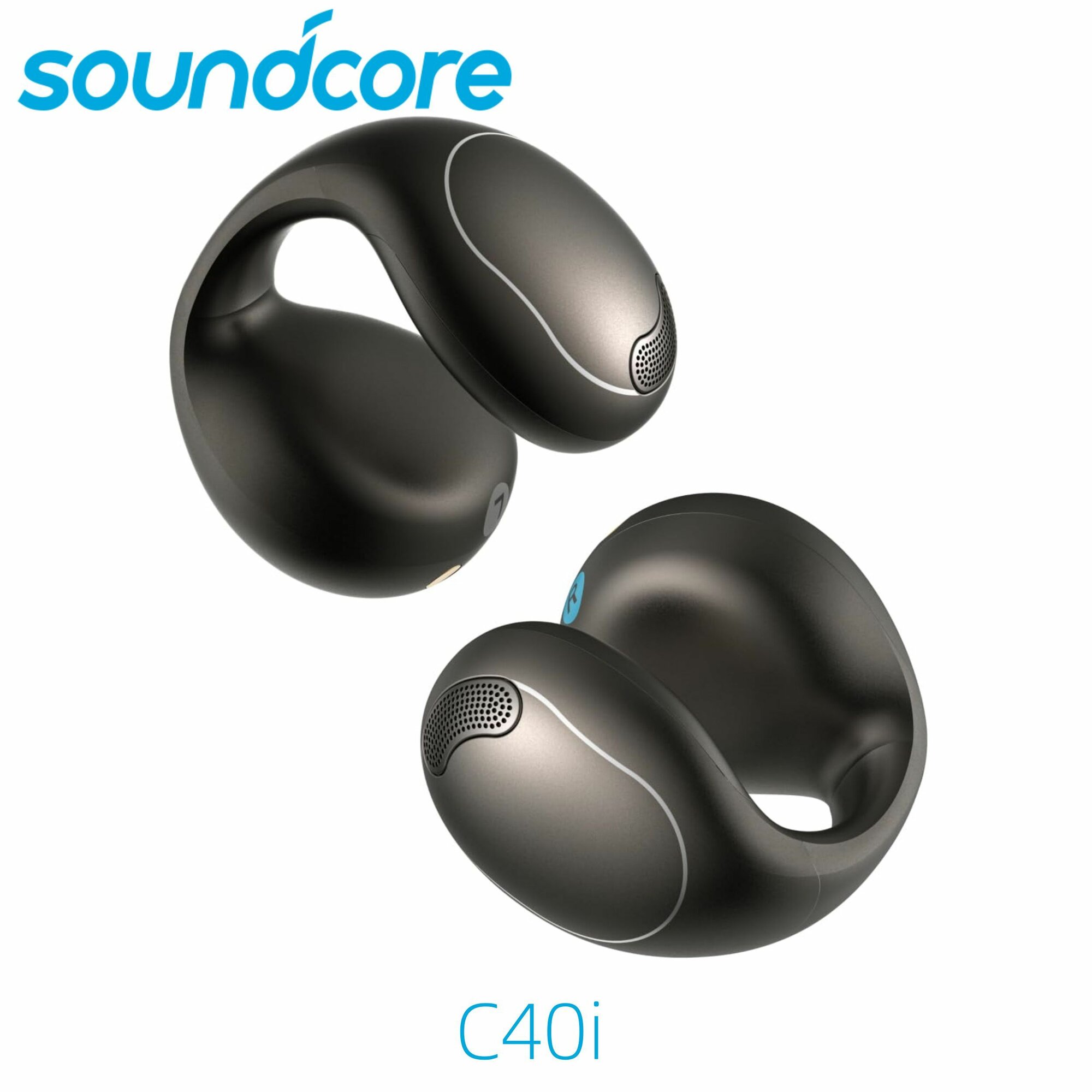 Soundcore C40i от Anker, открытые затычки для ушей, зажимные наушники, стабильная установка с подключаемыми ушными зажимами для расширения A3331 для четкого звука