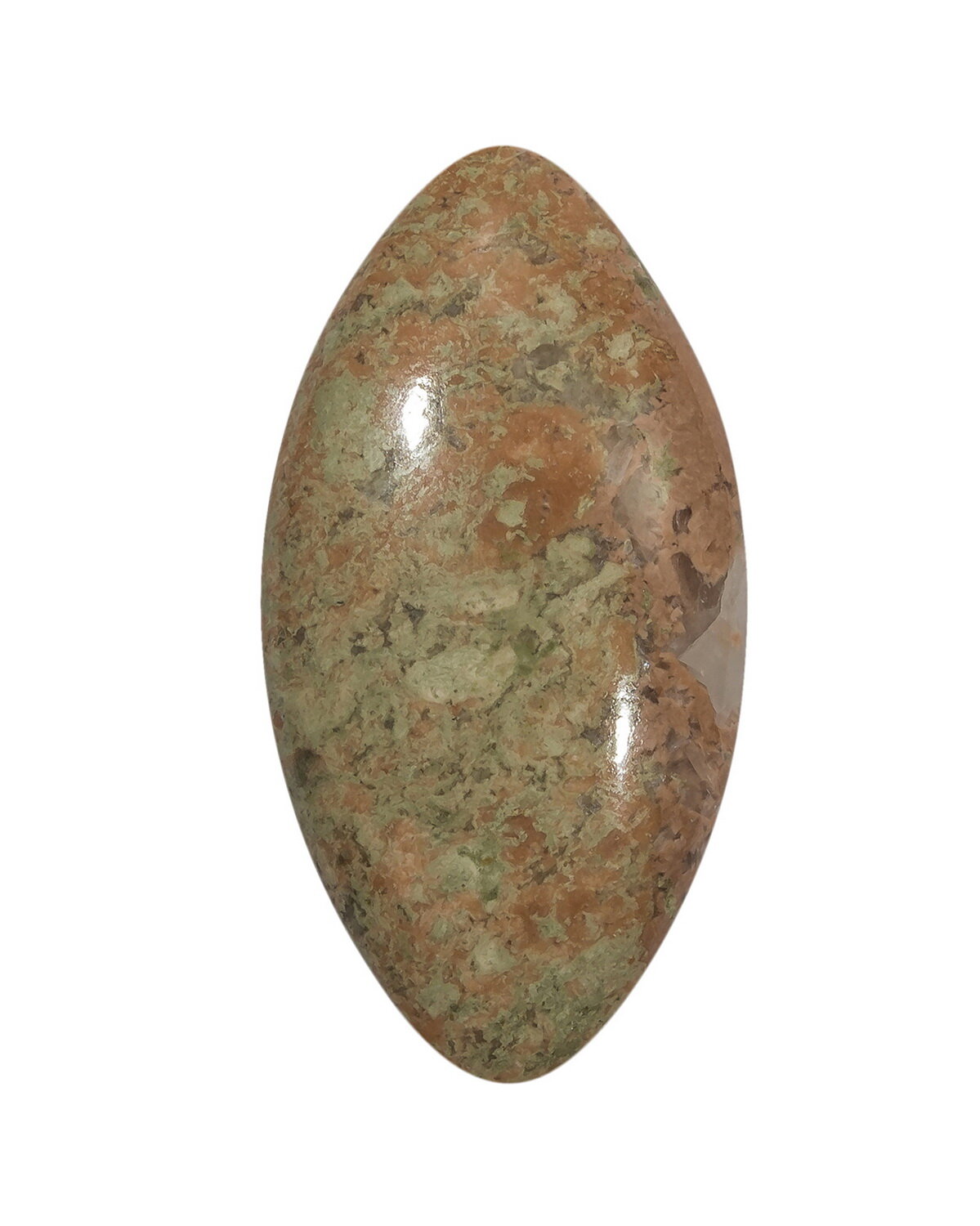 Кабошон Унакит, размер: 53х27х6 мм, натуральный минерал.