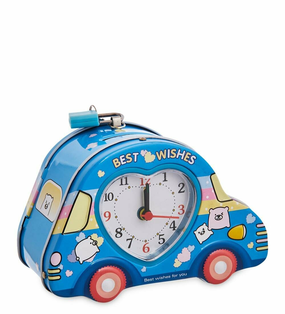 Металлическая копилка с часами Машина A2168767 разностор, Металл