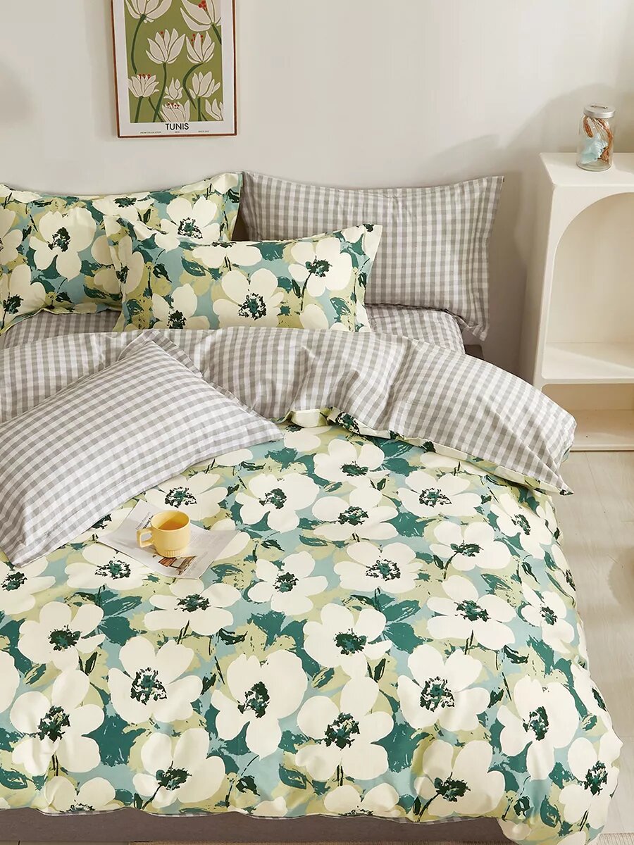 Постельное белье евро сатин 4 наволочки Twill