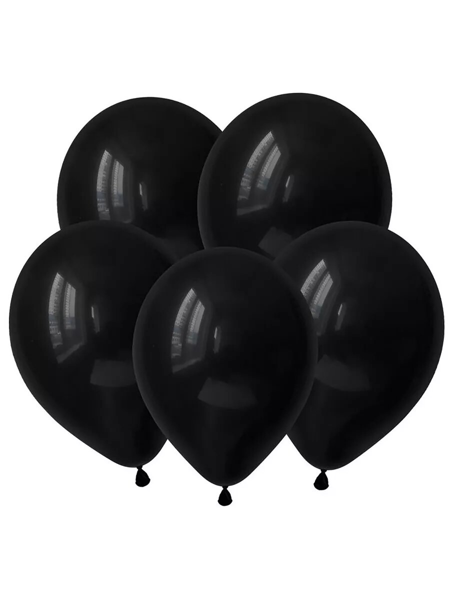 Черный, Пастель / Black, латексный шар (10"/25 см ) 50 шт. / DECOBAL, Вьетнам