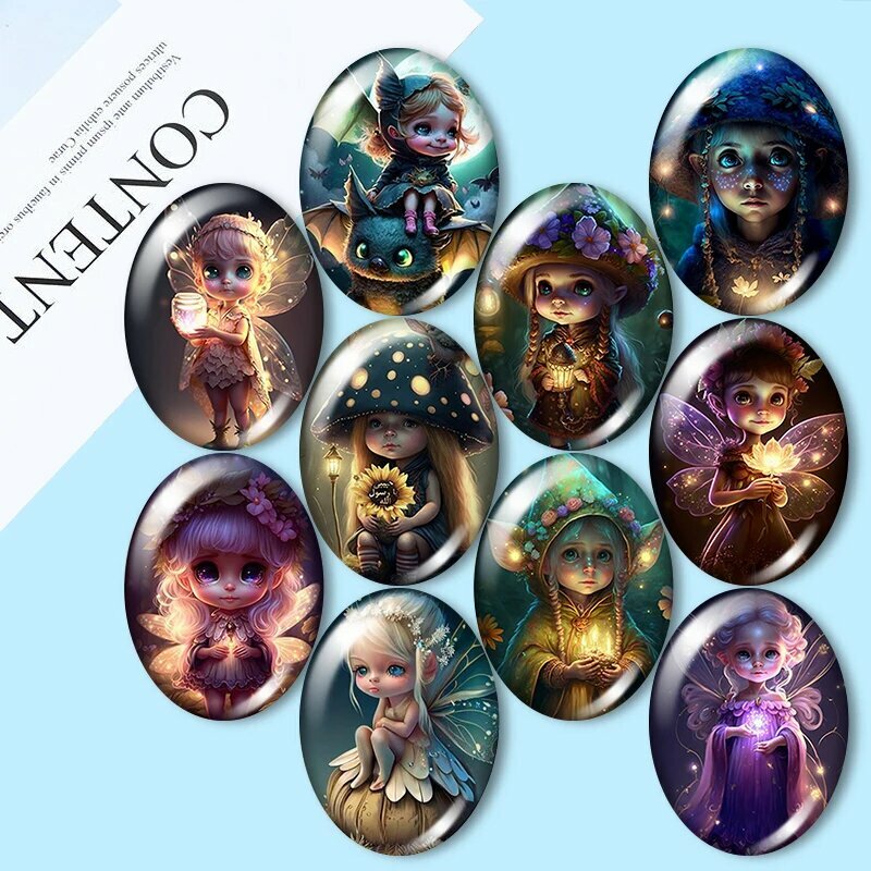 Кабошоны стеклянные фото овальные для бижутерии 10 шт 18mmx25mm, TB1046