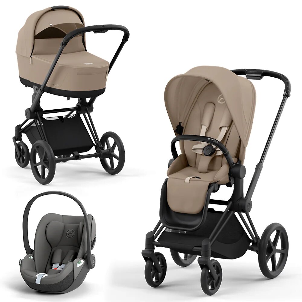 Детская коляска 3в1 Cybex Priam IV, цвет Cozy Beige / Matt Black (Бежевый / Чёрное шасси)