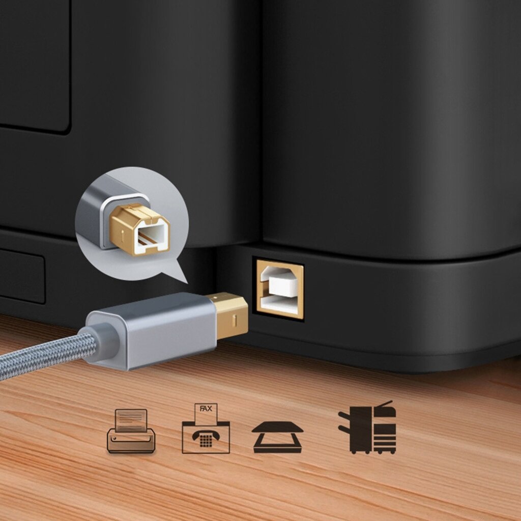 Кабель USB B — USB C для принтера, 2m — фото 1