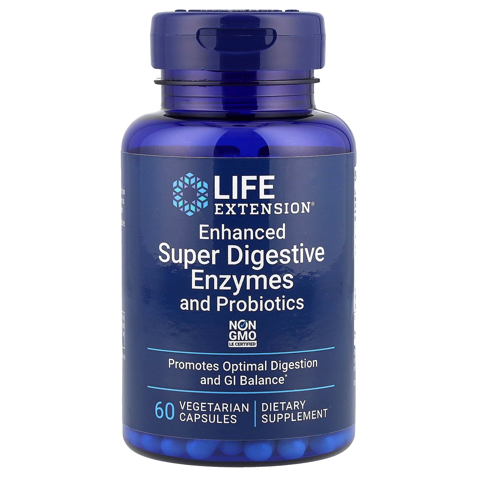 Ферменты и пробиотики, Life Extension Enhanced Super Digestive Enzymes and Probiotics, 60 капсул