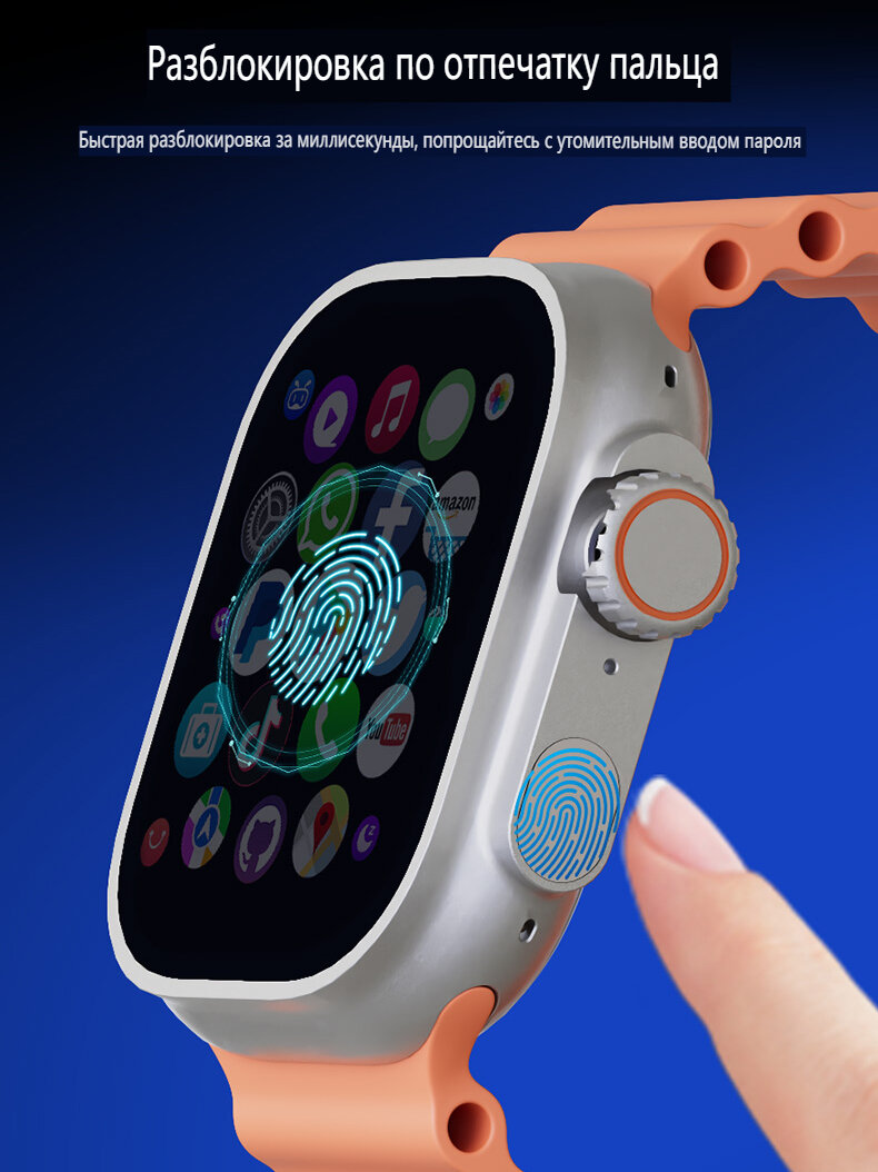 Смарт-часы Android с разблокировкой отпечатка пальца 4G LTE 2GB /16GB WIFI GPS