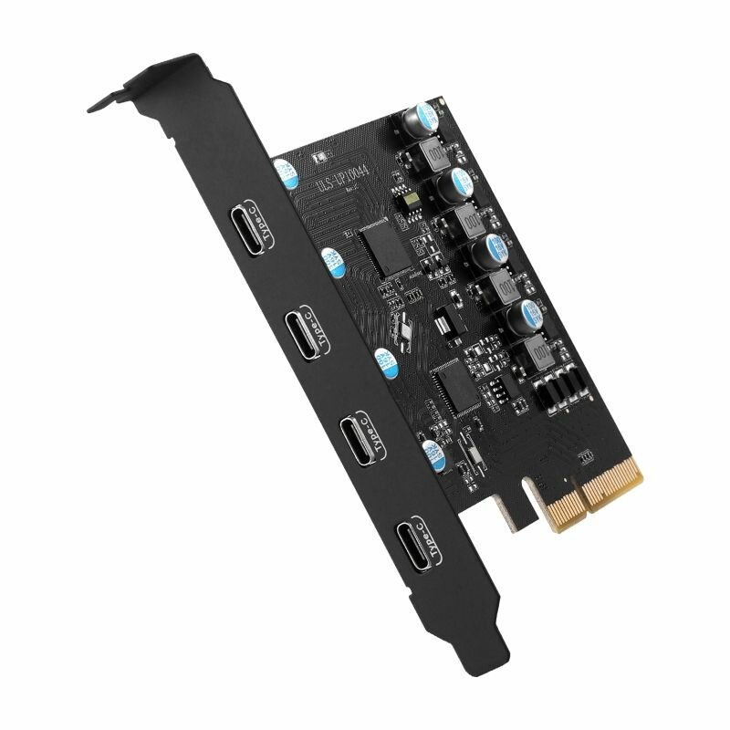 Карта расширения PCIe на 4 порта Type-C USB3.1 Высокоскоростной адаптер типа C 5 Гбит/с PCI e Конвертер USB 3.1 PCI-e