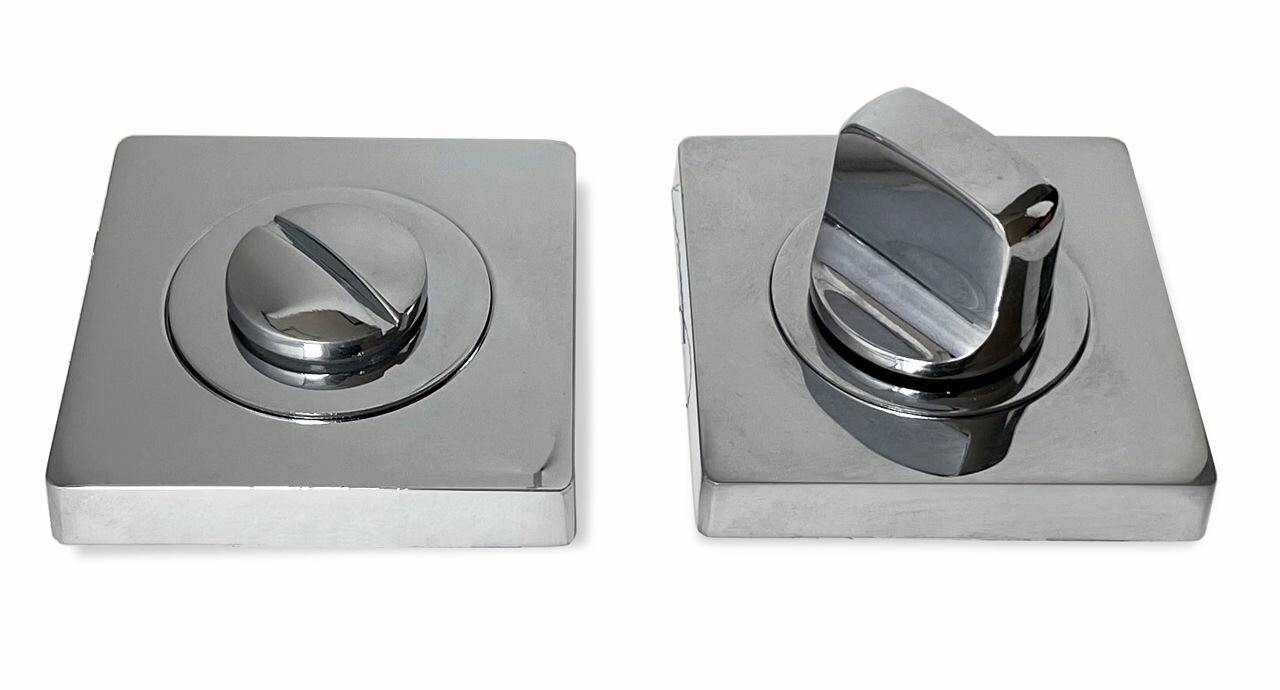 Завертка дверная сантехническая для межкомнатных дверей на квадратном основании с ответной частью Rivale хром