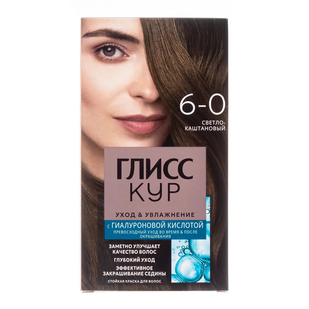 Gliss Kur Уход & Увлажнение Краска для волос 6-0 Светло-каштановый 1 шт