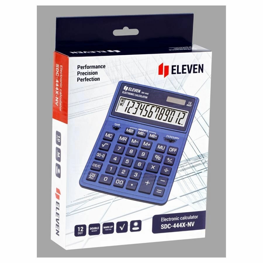 Калькулятор настольный 12 разрядный SDC-444X-NV синий 155х204мм Eleven