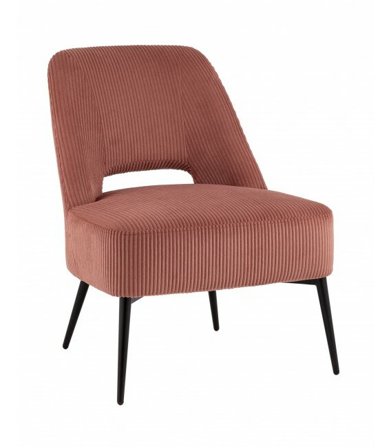 Кресло лаунж Бивона велюр рельефный коралловый