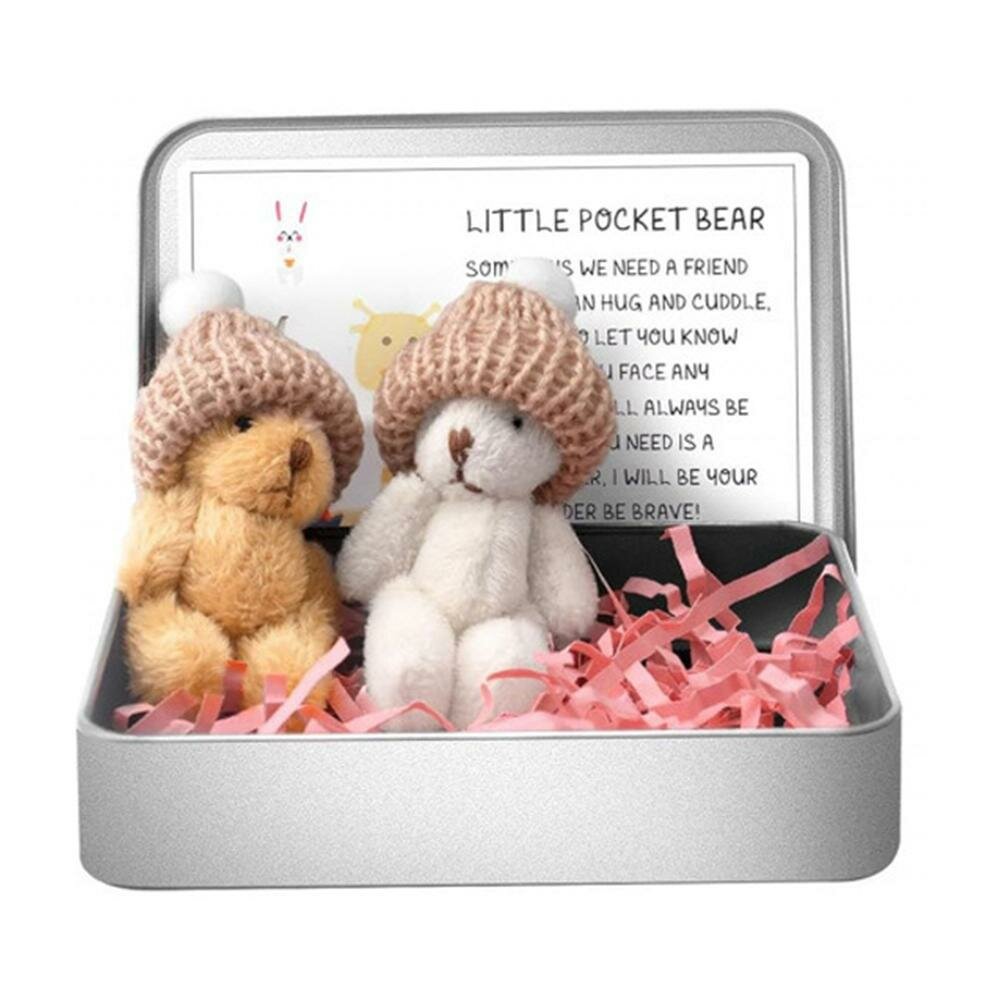 Набор Little Pocket Bear Hug Box Mini Bear Set с вдохновляющей открыткой, сделанный вручную, — мини-подарки для лучшего друга.