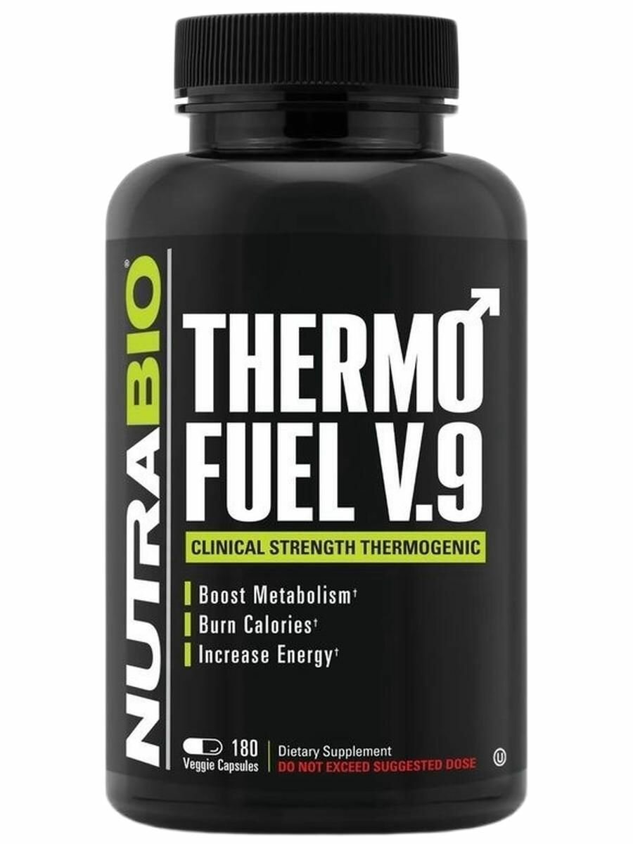 Термогенный комплекс NutraBio ThermoFuel, для похудения, 180 капсул, США