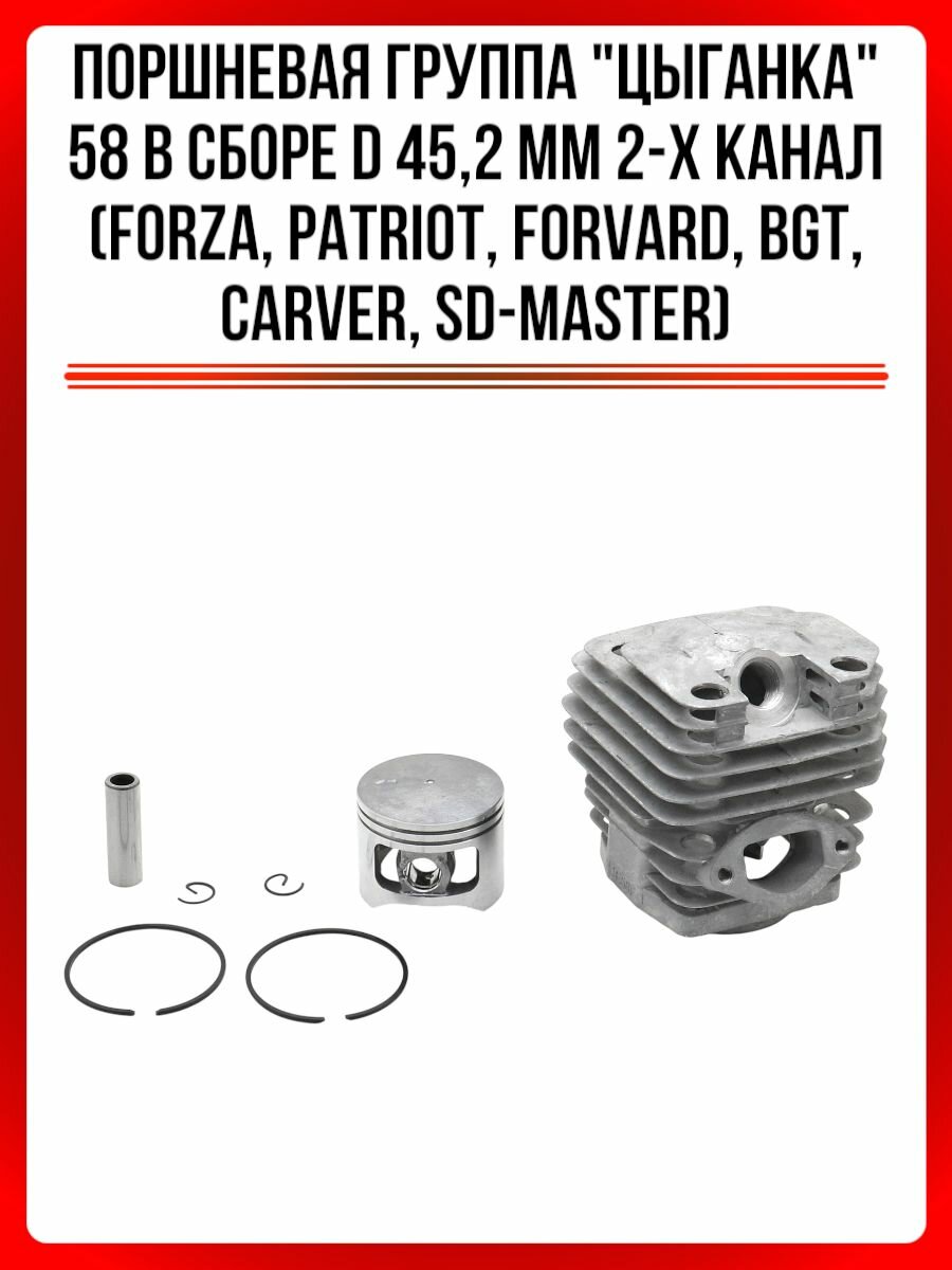 Поршневая гр. "Цыганка" 58 в сборе. d 45,2mm. 2-х канальные (Forza, Patriot, Forvard, BGT, Carver, SD-Master)