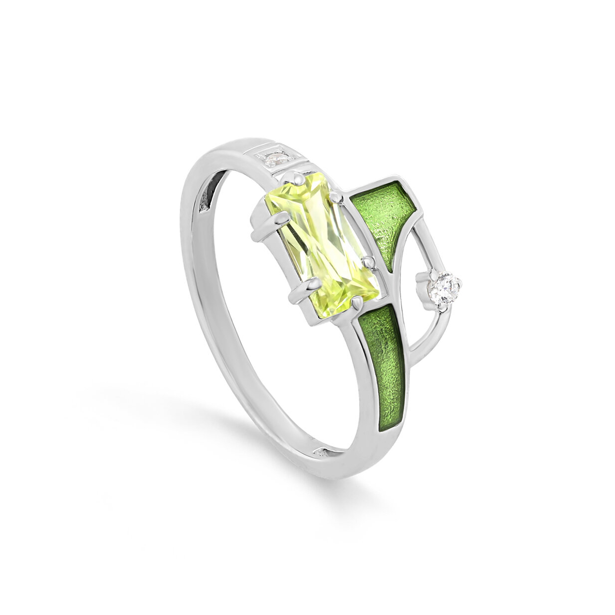 Кольцо, серебро, 925 проба, фианит, эмаль