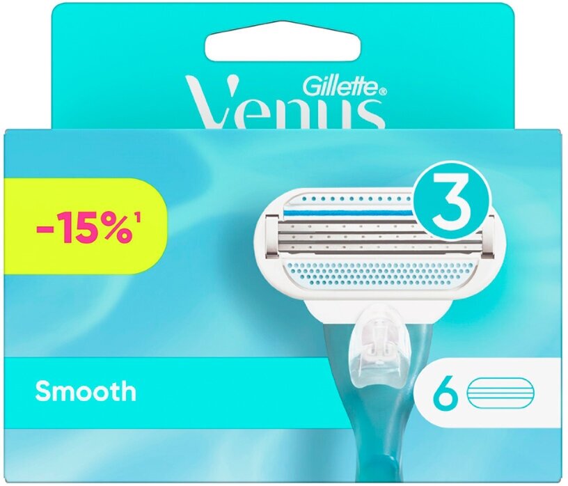 Кассеты для станка GILLETTE `VENUS` SMOOTH 6 шт