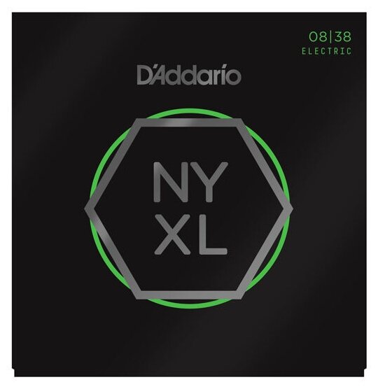 NYXL0838 NYXL Комплект струн для электрогитары, никелированные, Extra Super Light, 08-38, D'Addario