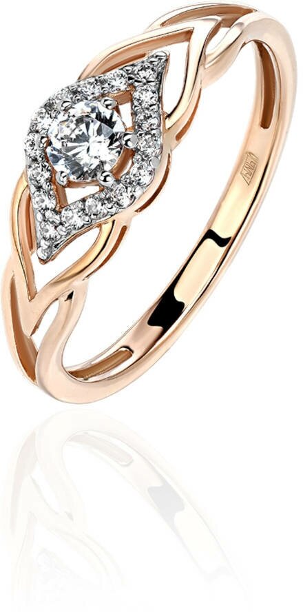 Кольцо, красное золото, 585 проба, фианит